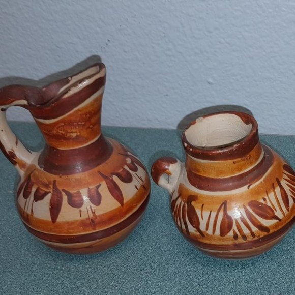Accents | 3 Vintage Mexican Pottery Pitcher Hand Crafted Hand Painted ...